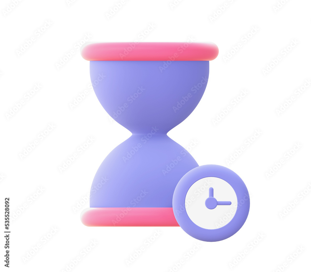 3d illustration icon of purple Hourglass for UI UX web mobile apps ...