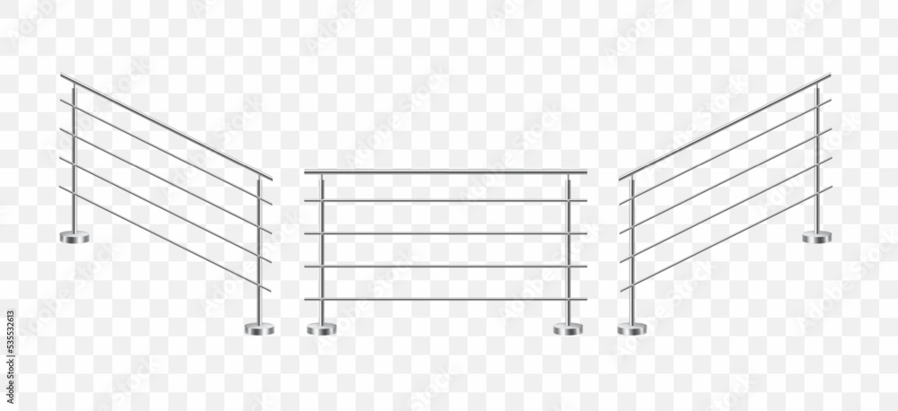 Photo & Art Print Set of realistic stair stainless steel railing, Larysa