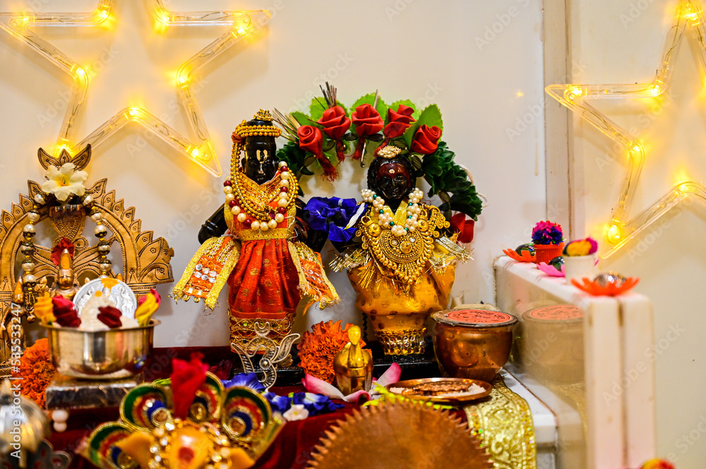 Lord Vitthal Statue. Main Hindu God. Lights Decorations. Lovely ...