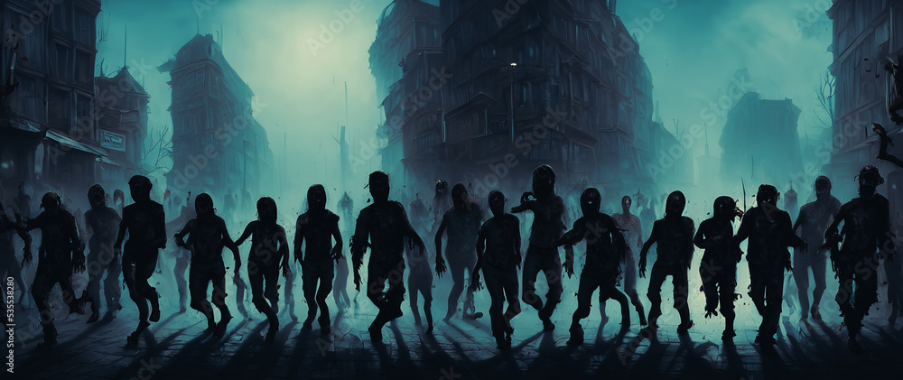 Artistic concept painting of a zombies on street, background ...