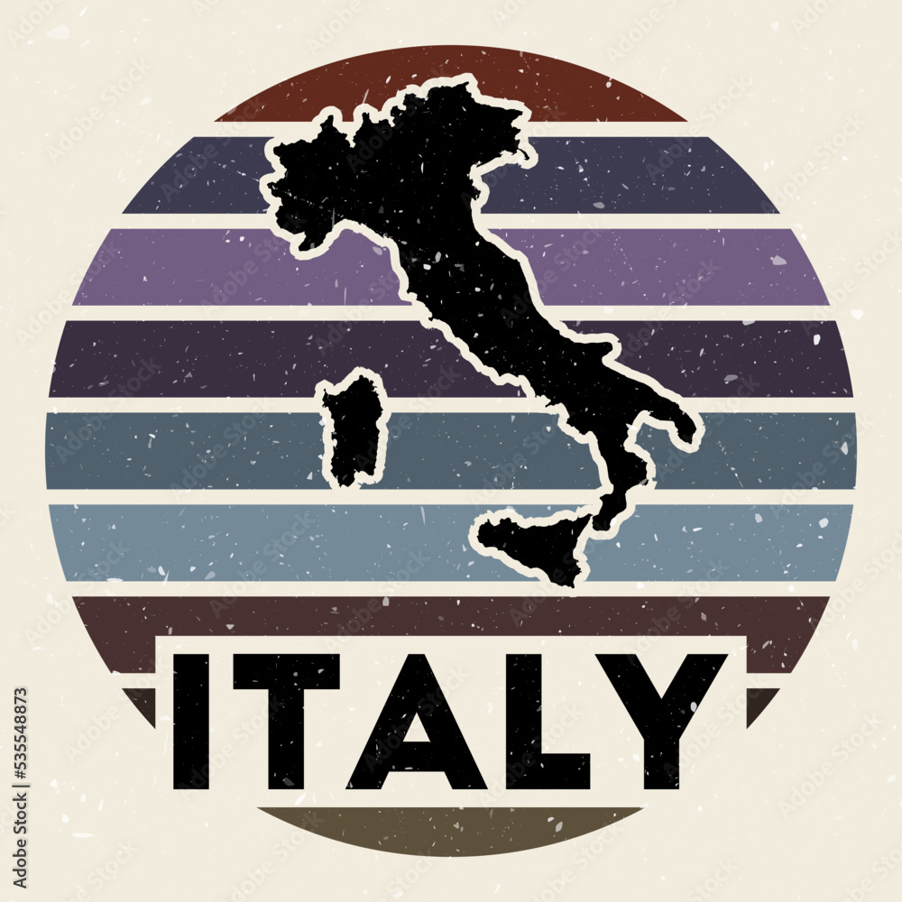 Italy logo. Sign with the map of country and colored stripes, vector ...