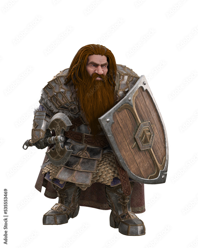 Fantasy Dwarf character with long hair and beard dressed in battle ...