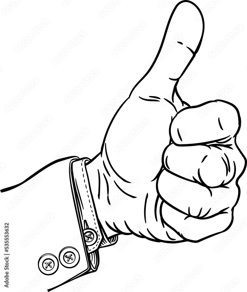 Hand Thumbs Up Gesture Thumb Out Fingers In Fist Stock Illustration ...