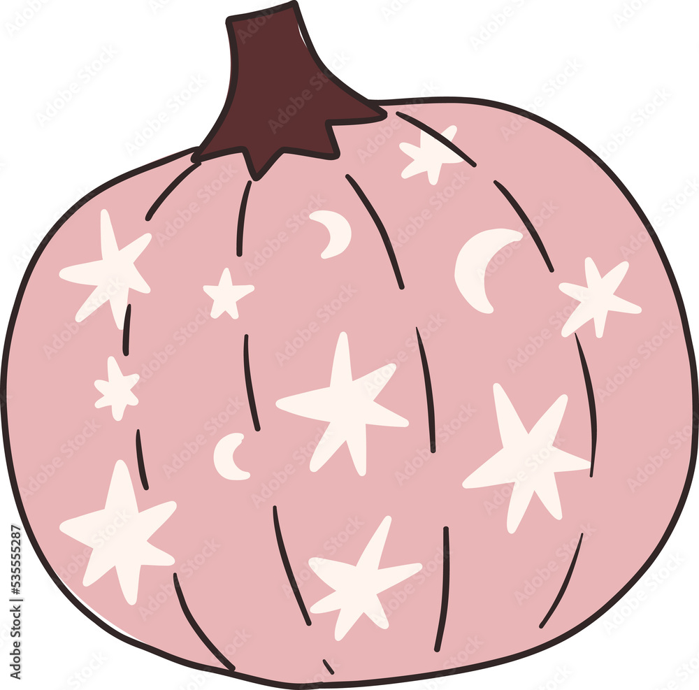 Halloween hippie groovy outline drawing of pumpkin clipart illustration ...