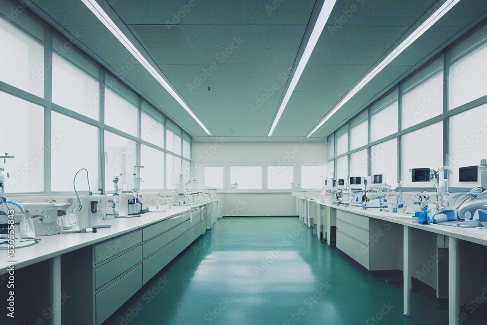 Clean Bright Futuristic Medical Laboratory Used For Example For DNA ...