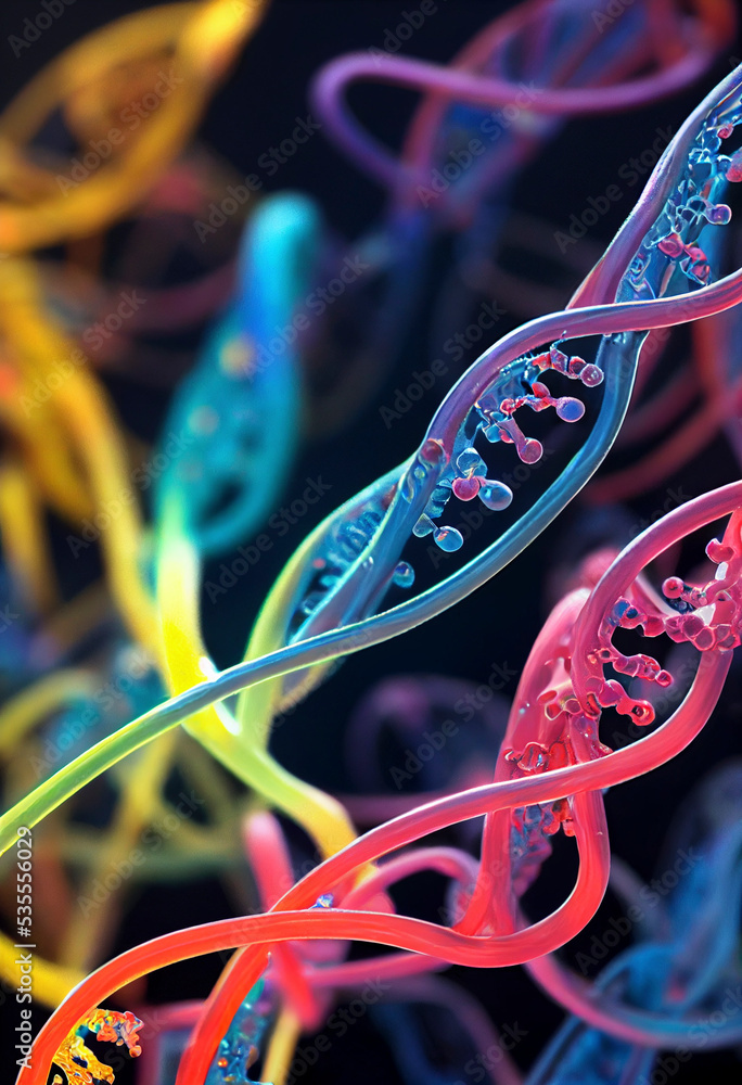 Colorful DNA Double Helix Chromosomes - Beautiful Medical Illustration ...