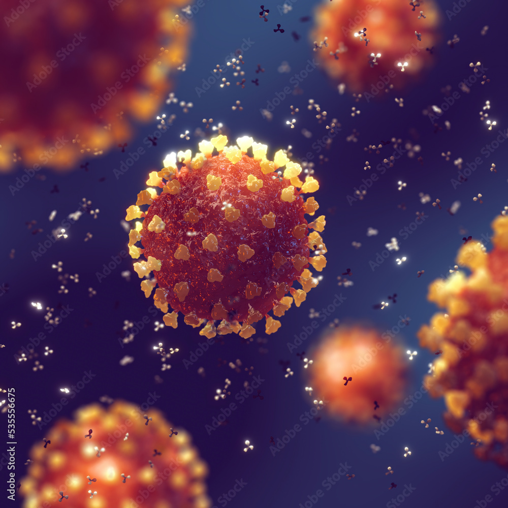 Immune system's response - antibodies (immunoglobulin) attacking and ...