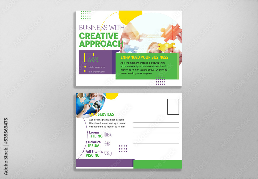 Creative Colorful Postcard Layout Stock Template | Adobe Stock