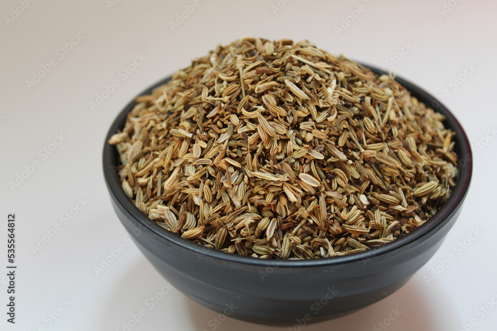 Dried granules of Aniseed, or Pimpinella Anisum seed, or Adas Manis ...