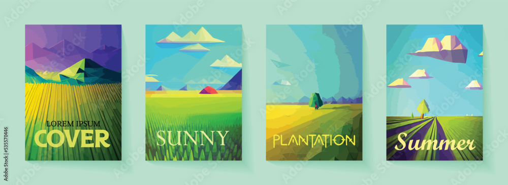 Green Rice Field background Design Template Stock Vector | Adobe Stock
