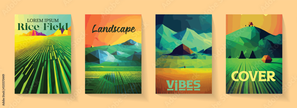 Green Rice Field background Design Template Stock Vector | Adobe Stock