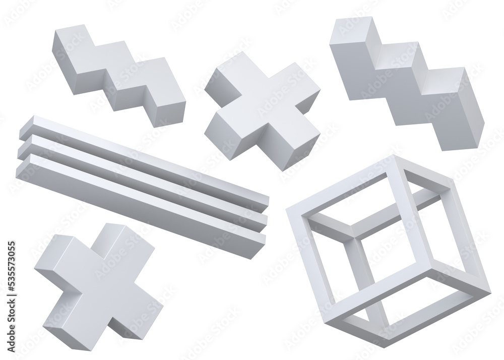 Geometric shapes, 3d render Stock Illustration | Adobe Stock