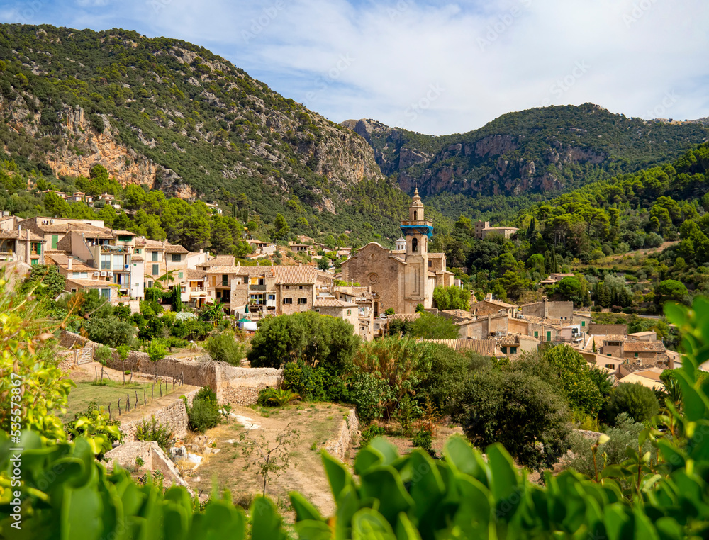 Panorama of Valldemossa village on the Majorca island. A charming and ...