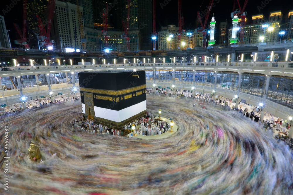 Crowd of people making Tawaf around The Holy Kaaba in Makkah during ...