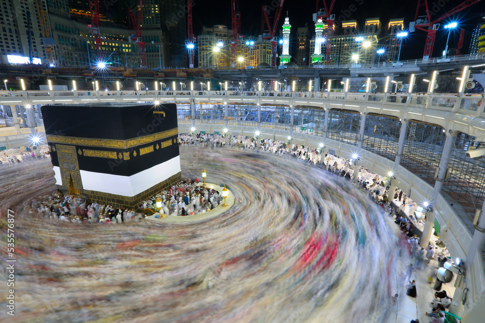 Crowd of people making Tawaf around The Holy Kaaba in Makkah during ...