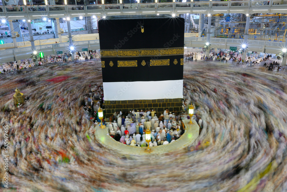 Crowd of people making Tawaf around The Holy Kaaba in Makkah during ...