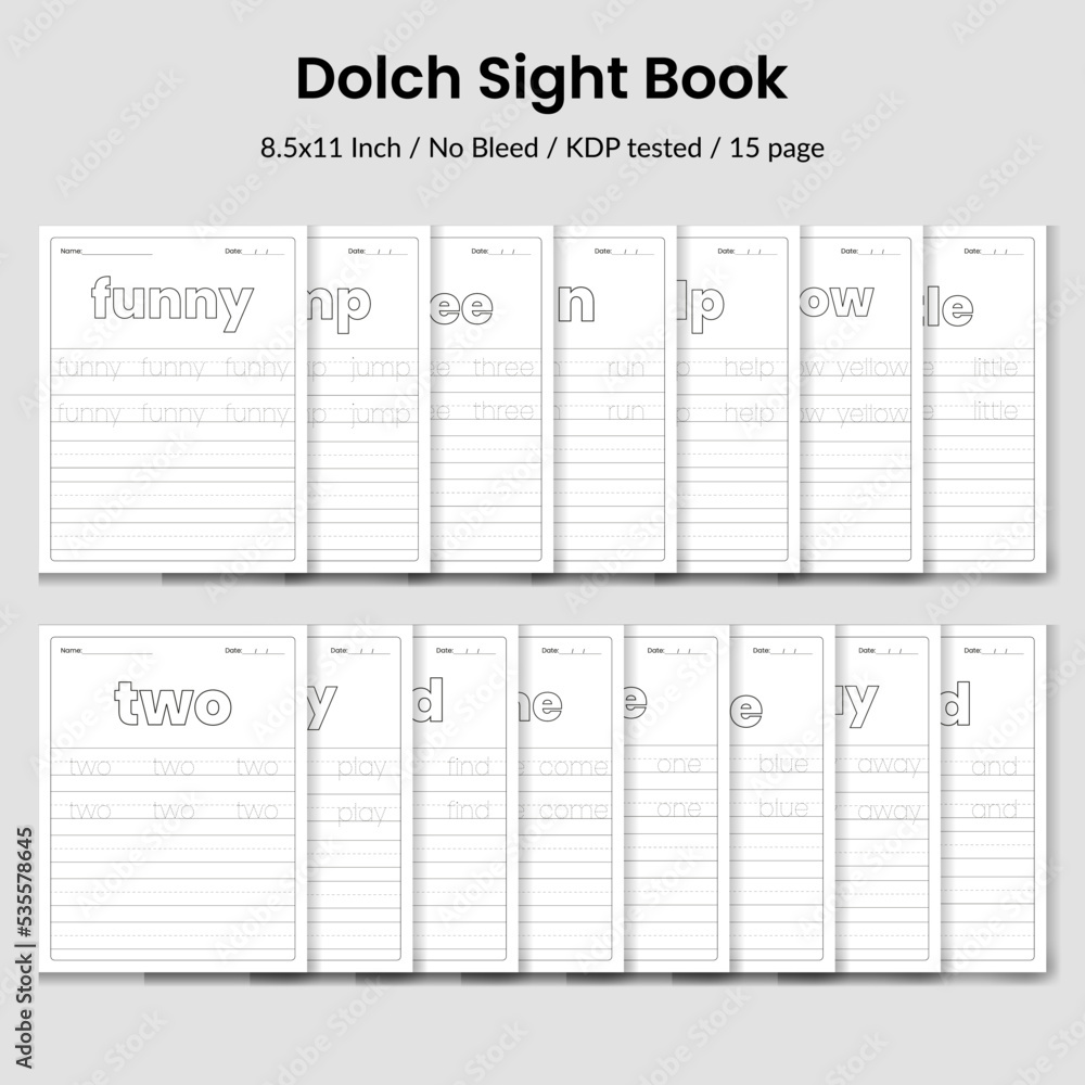 Dolch Sight Words book.Practice educational worksheet 15 page for kids ...