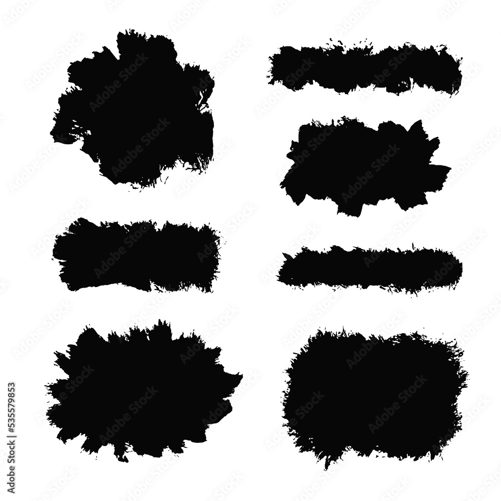 Grunge brush strokes set isolated on white background. Place for text ...