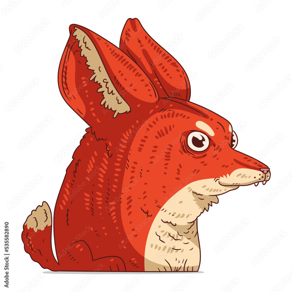 A Frowning Fox, isolated vector illustration. Funny cartoon picture of ...