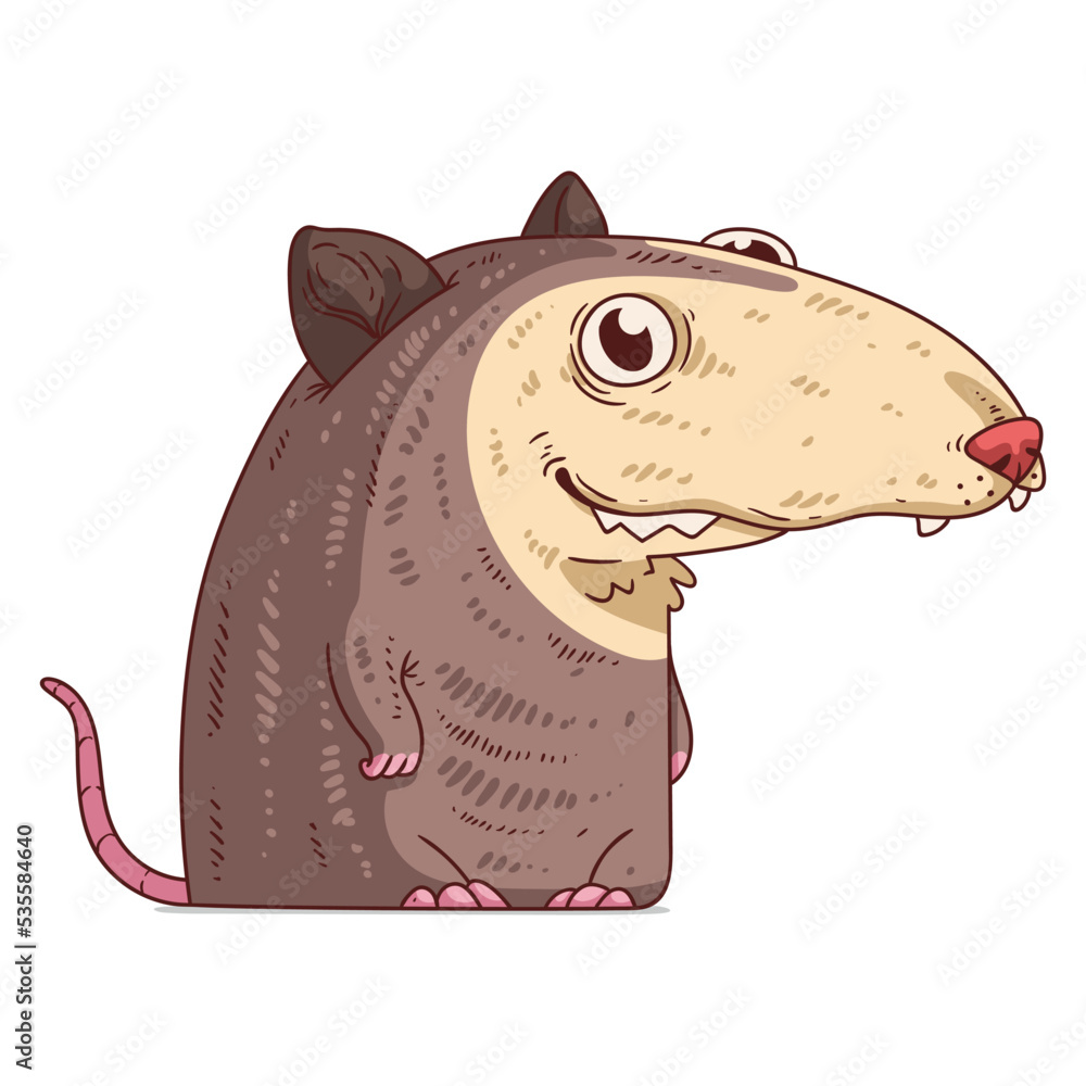 A Shy Possum, isolated vector illustration. Cute cartoon picture of ...
