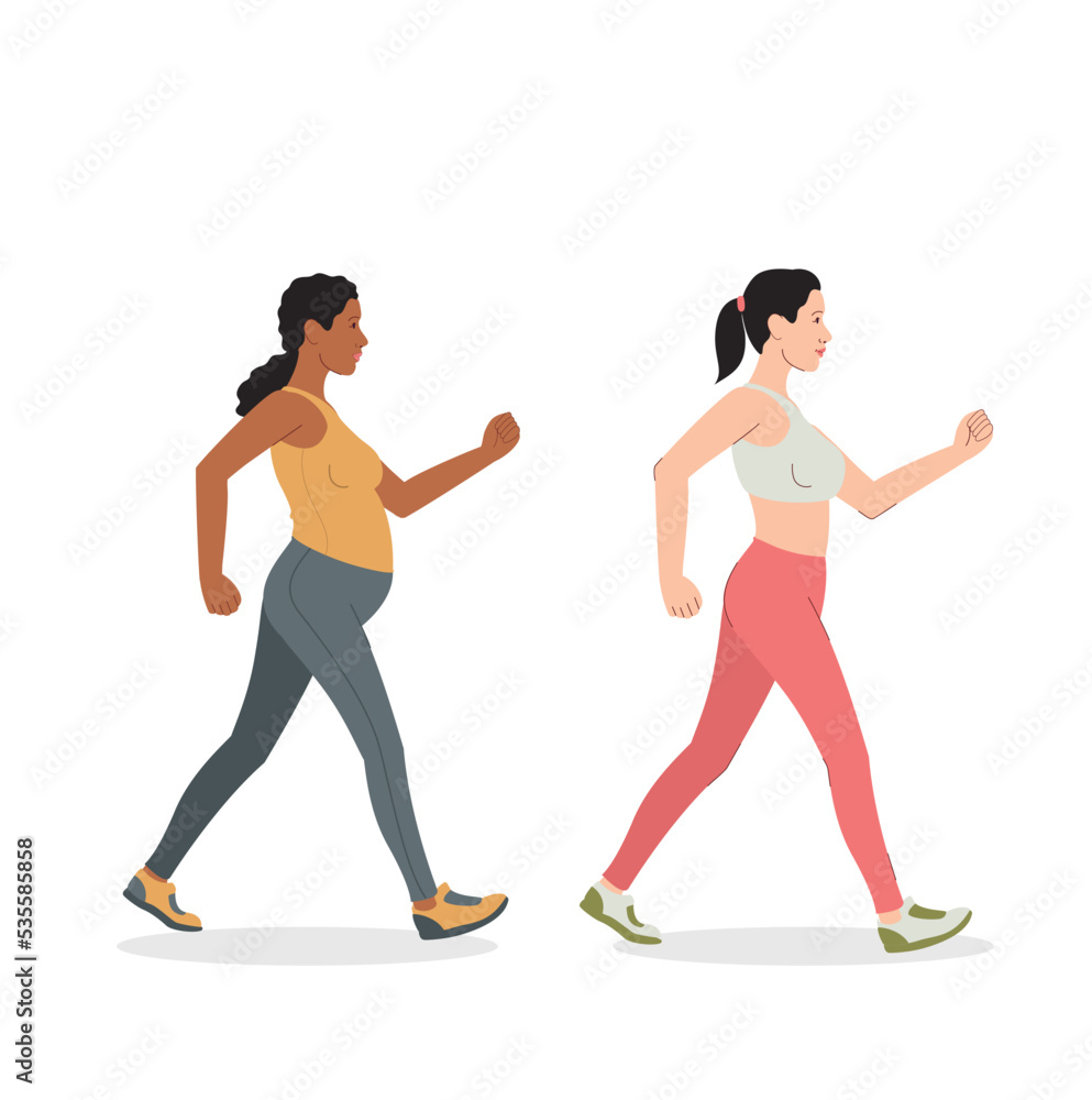 Women Brisk Walking Illustration, pregnant woman brisk walking Stock ...