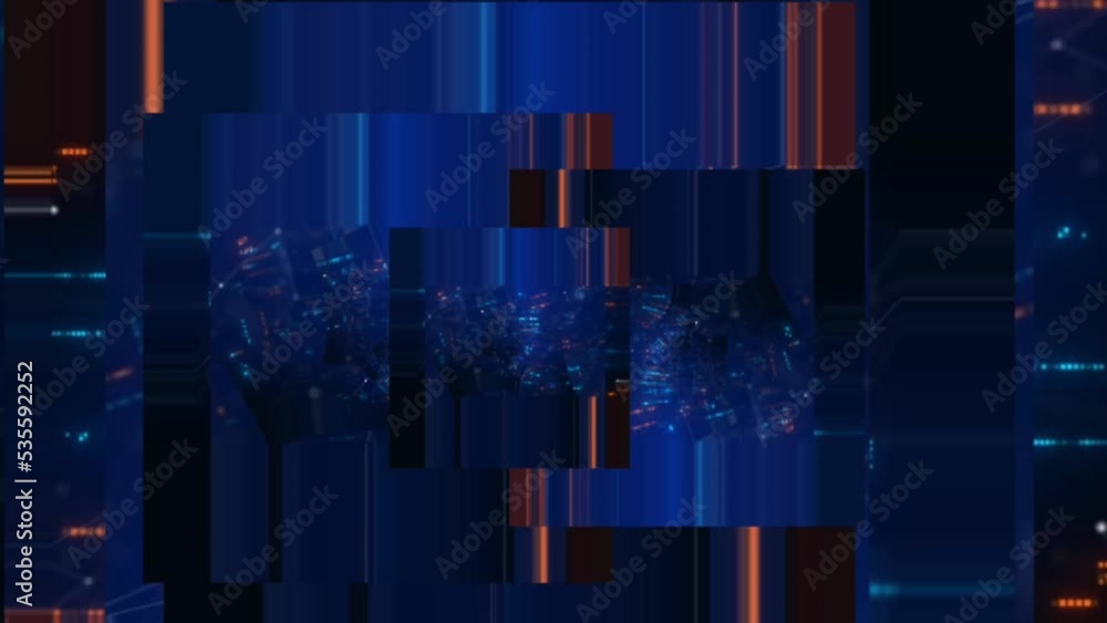 Abstract background, blue soft motion flowing animation on black ...