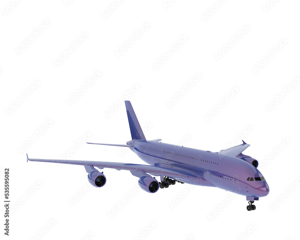 Flying airplane on transparent background. 3d rendering - illustration ...