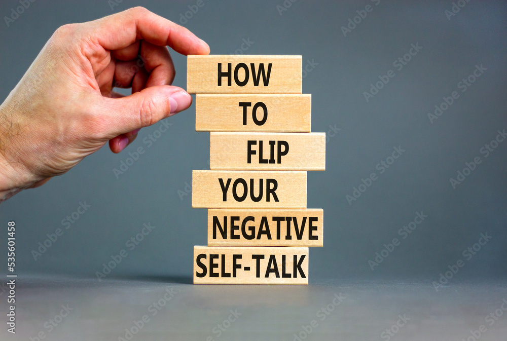 Flip negative self-talk symbol. Concept words How to flip your negative ...