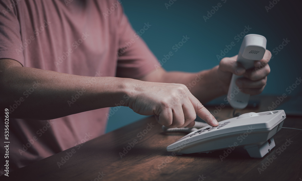 Hand dial a telephone keypad number, communication contact us customer ...