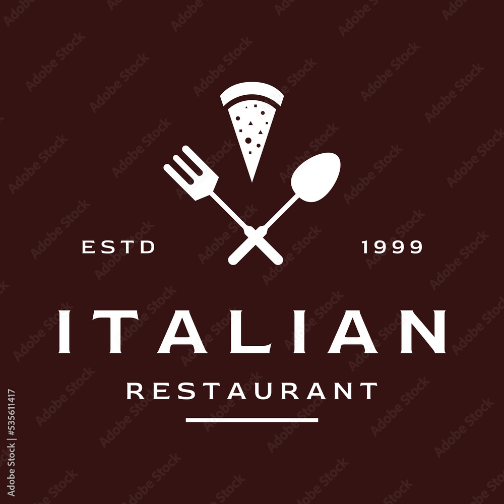 Delicious and delicious Italian food logo creative design .With vintage ...