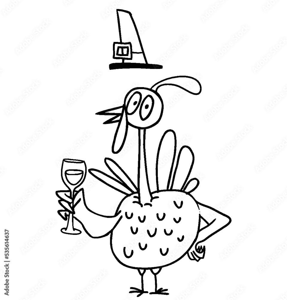 Cartoon happy cute thanksgiving turkey bird. Vector illustration ...