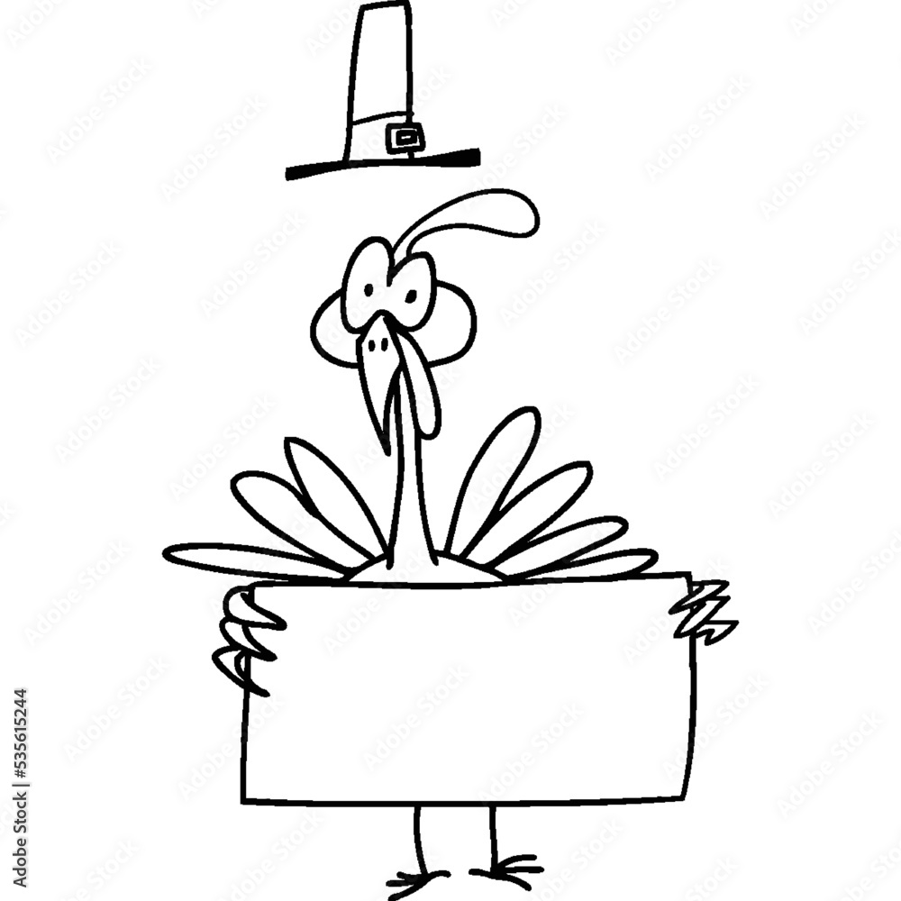 Vector Cartoon Thanksgiving turkey with blank scroll with blank space ...