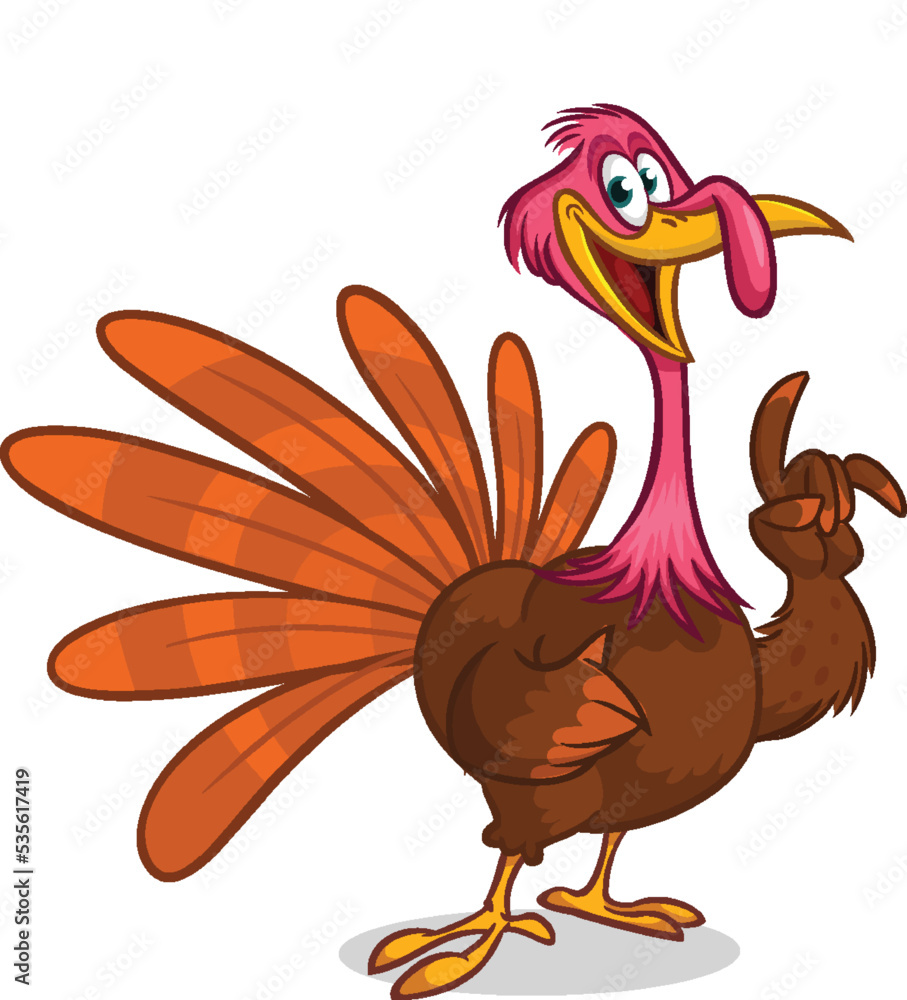 Cartoon happy cute thanksgiving turkey bird. Vector illustration ...