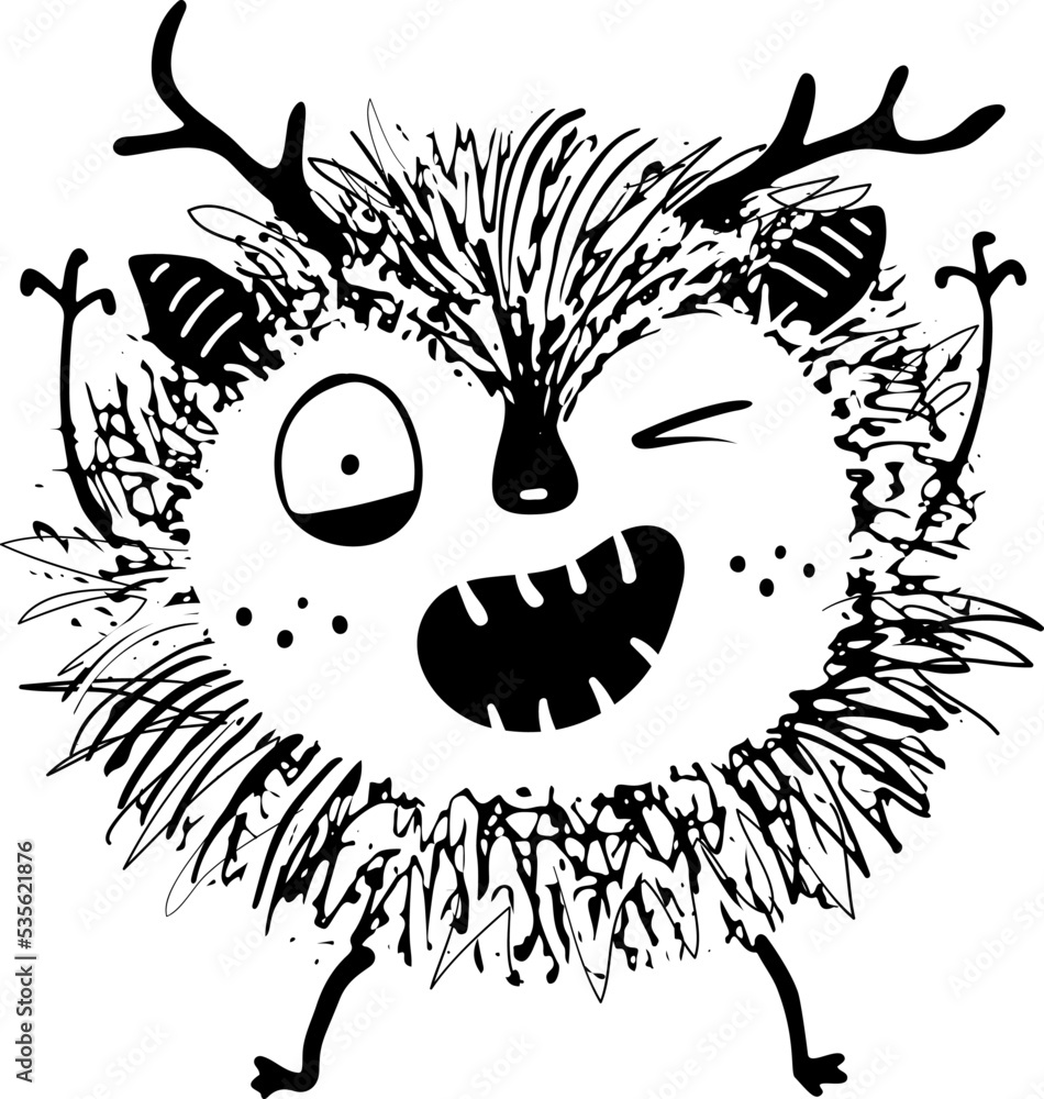 Naughty fluffy monster for kids, angry funny adorable animal design ...