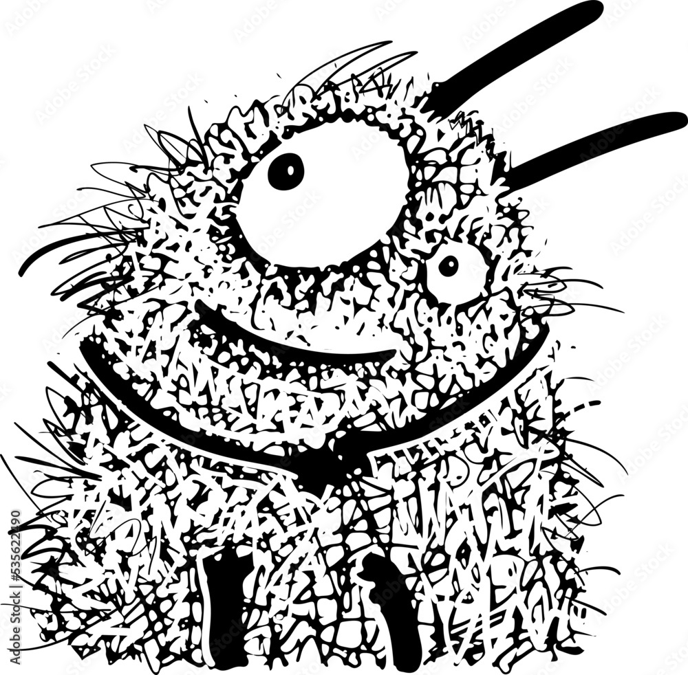 Adorable little fluffy monster for kids, funny cute creature design ...