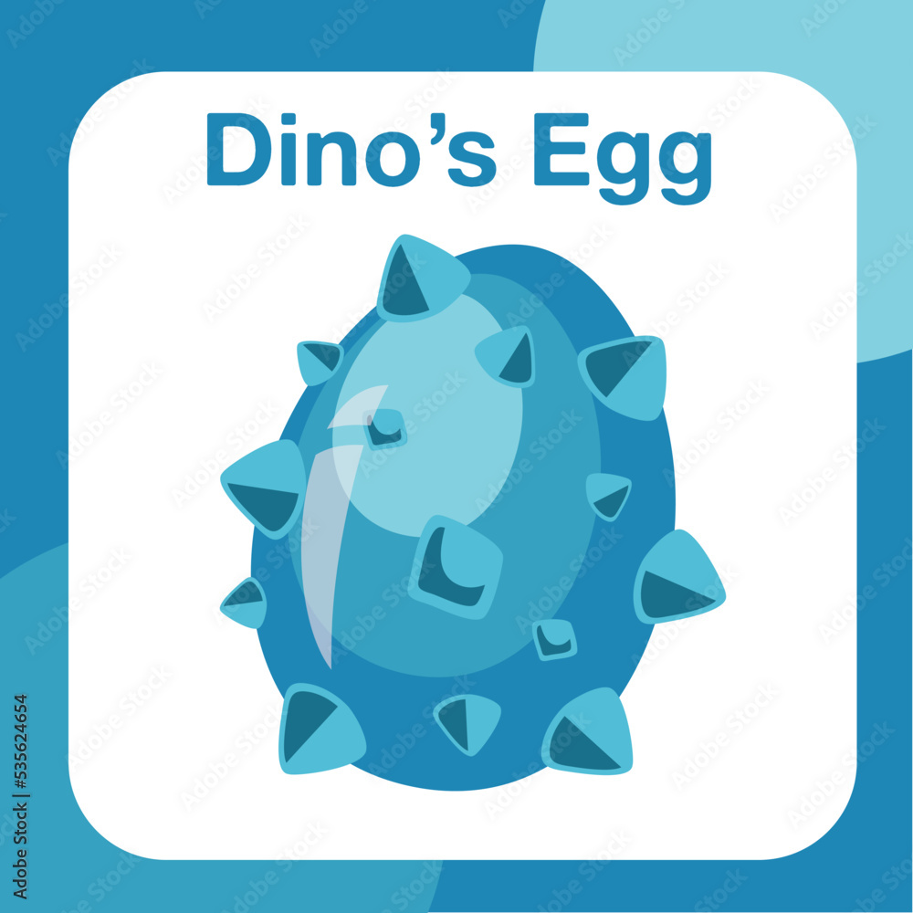 Dino egg flashcard for kids. Introduction card to ancient animal ...