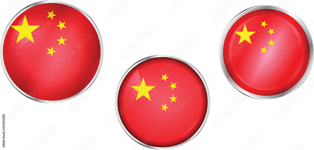 Round national flag pin of China.Circular vector flag of China Stock ...