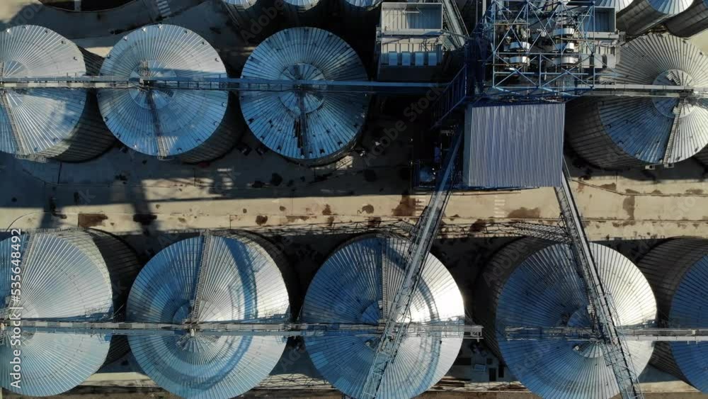 Video „Grain storage silos. Galvanized tanks for grain. Granary with ...