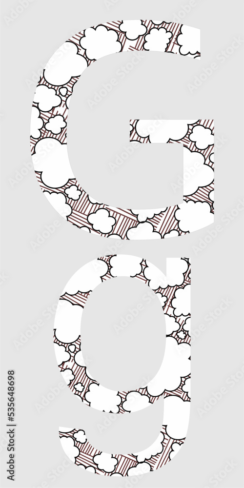 The letter g uses lines to make up the letter. used in graphics Stock ...