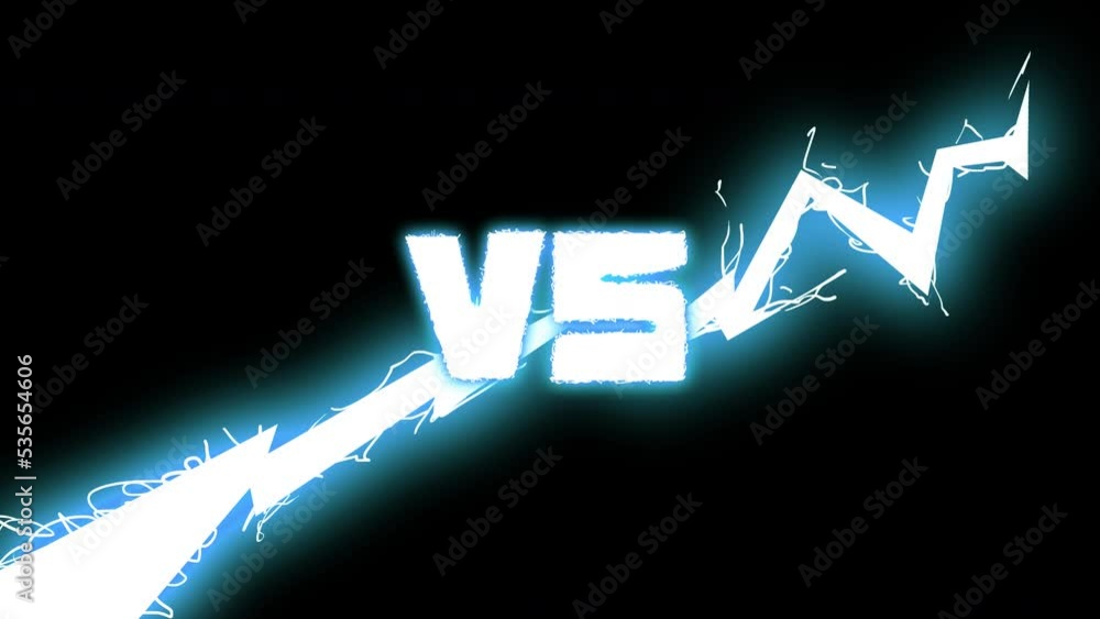 Versus animation with split-screen lightning on a black screen. VS ...