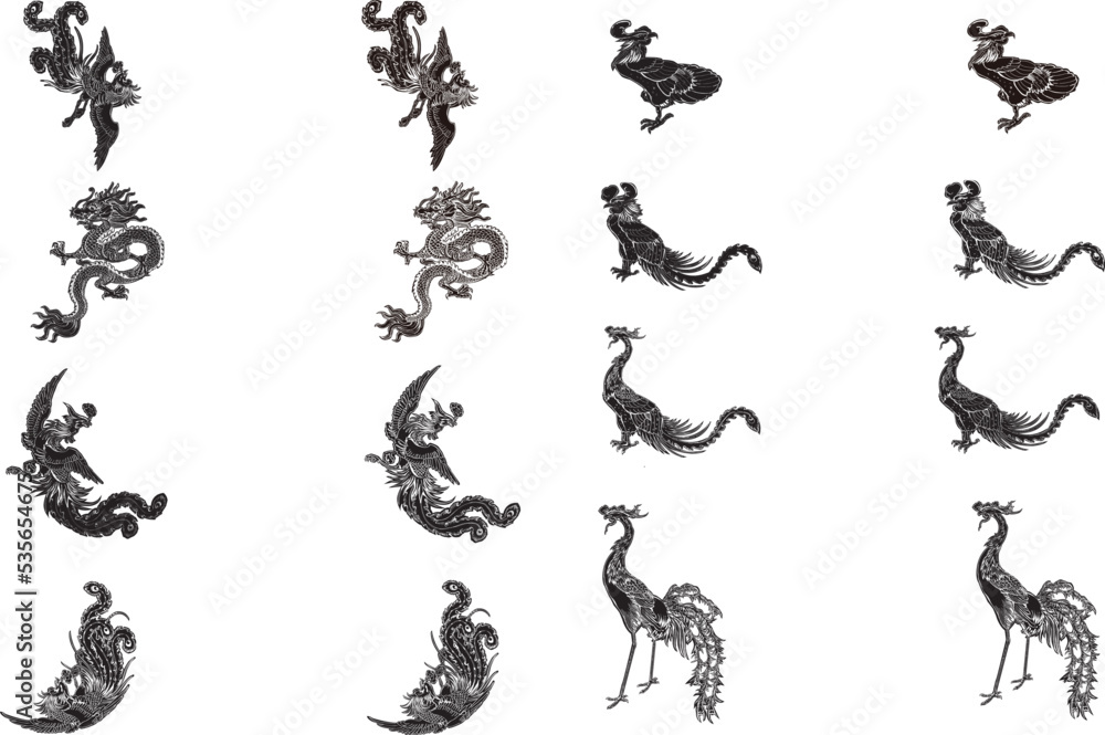 dragon and phoenix Stock Vector | Adobe Stock