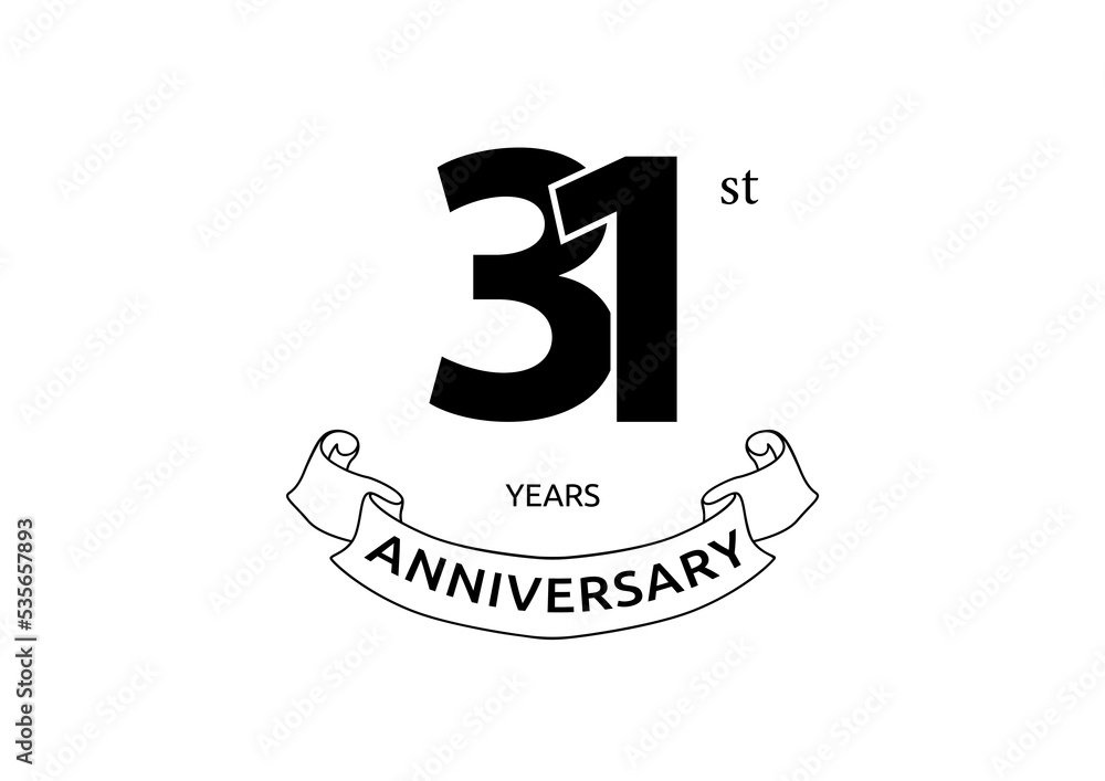 Vector illustration of 31 years anniversary logo with black color on ...