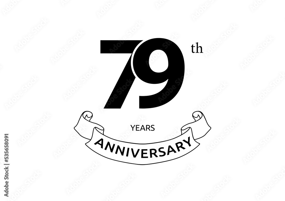 Vector illustration of 79 years anniversary logo with black color on ...