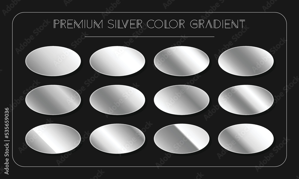 Pantone silver gradient colour palette catalog samples in RGB or HEX ...