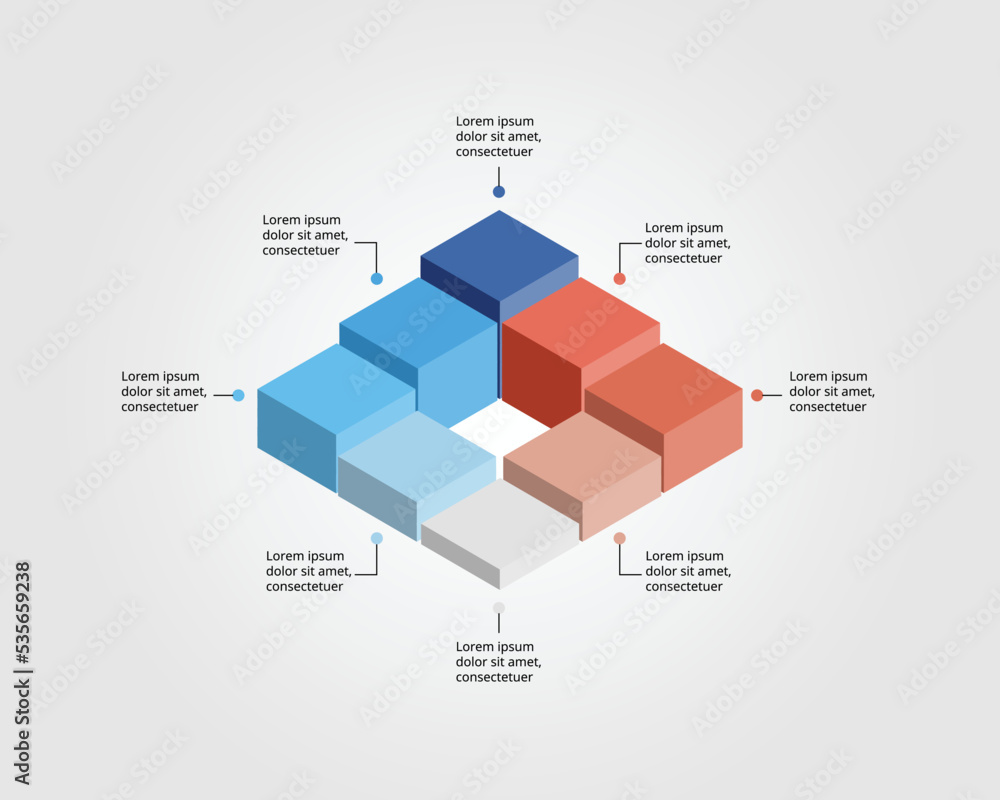square chart template for infographic for presentation for 8 element ...
