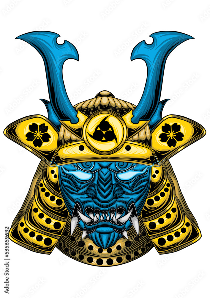 Oni Mask Samurai Stock Vector | Adobe Stock