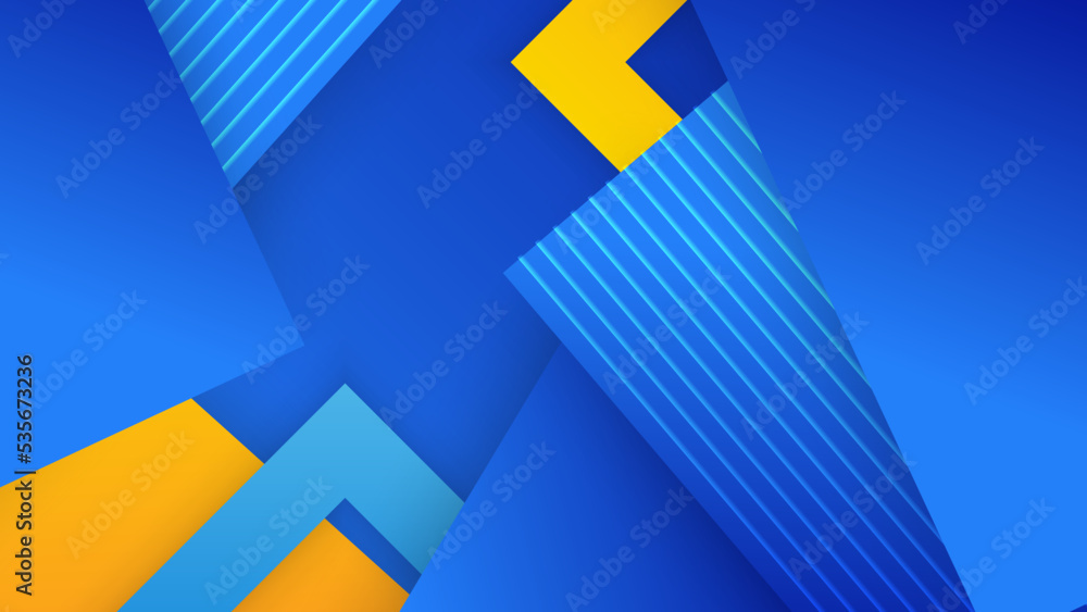 Abstract blue and yellow geometric shapes vector technology background ...