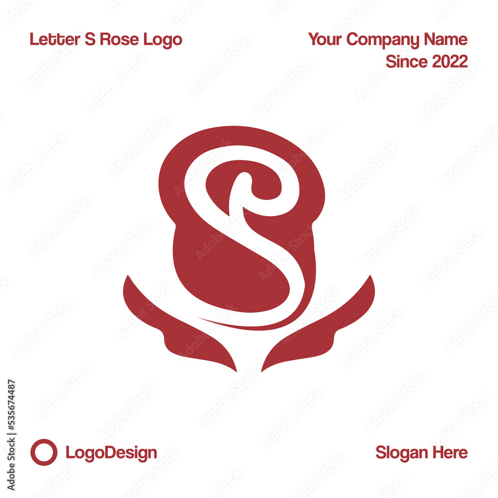 Elegant and creative letter S rose flower logo for various purposes of ...