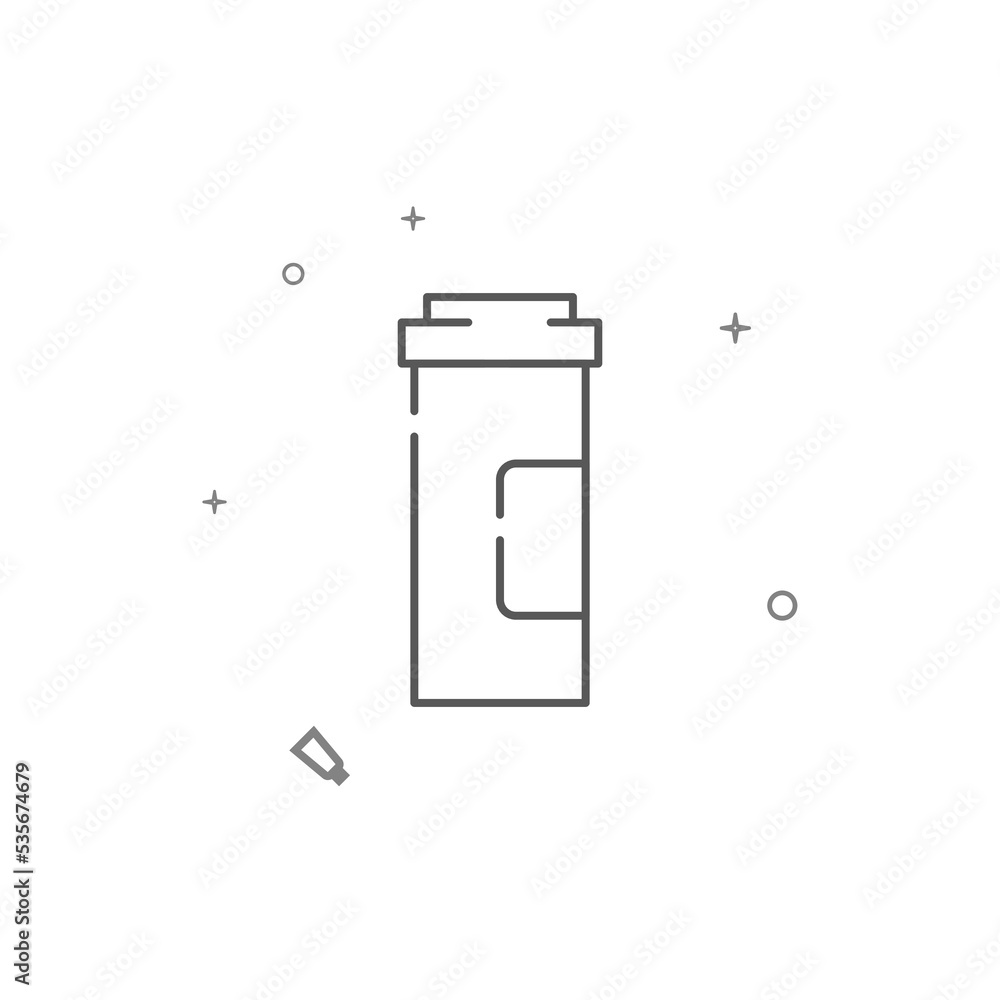 Cylinder pill container simple vector line icon. Symbol, pictogram ...
