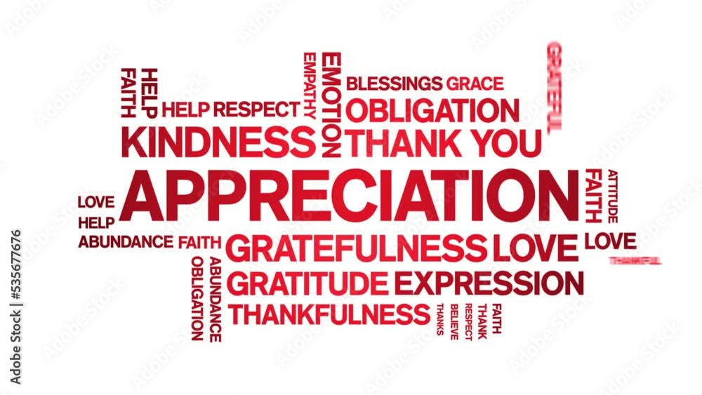Appreciation animated tag word cloud;text design animation kinetic ...